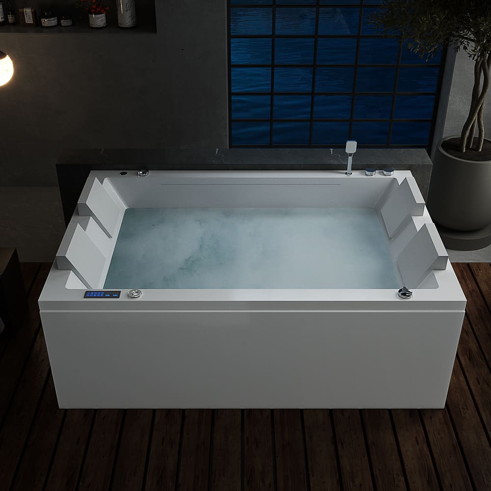 71 in. Freestanding Combination Massage 2-Person LED Tub With Center D ...